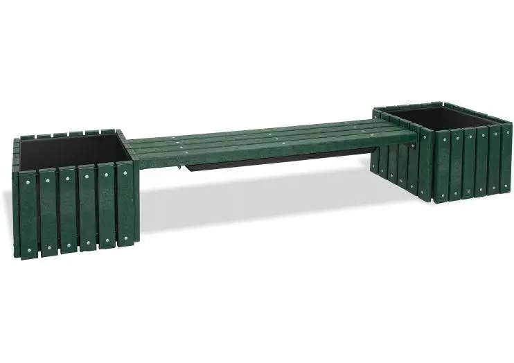 Planters backless park bench | Bench with Planters | around a tree ...