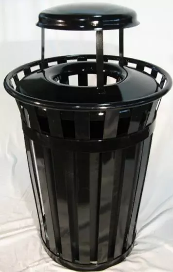 Trash Receptacle | 36-Gallon Plus with Rain Guard | Outdoor Trash ...