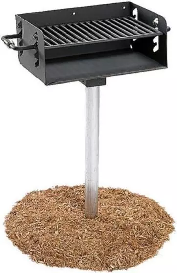 Rotating Charcoal and Wood Park Grill, Inground mount, Adjustable Grate ...