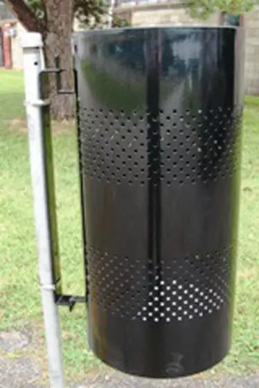Pole Mounted Trash Can | 20-Gallon Trash Receptacle | Wall mounted ...