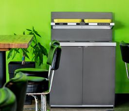 three steam recycle bin with tray top - food court tray return - food ...