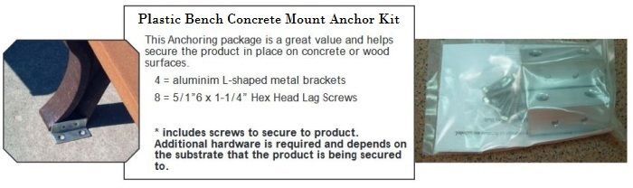 Concrete anchor kit for recycle plastic park benches | Park Bench ...