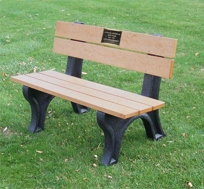 4 foot EconoMizer Traditional Memorial Park Bench with Bronze Plaque ...